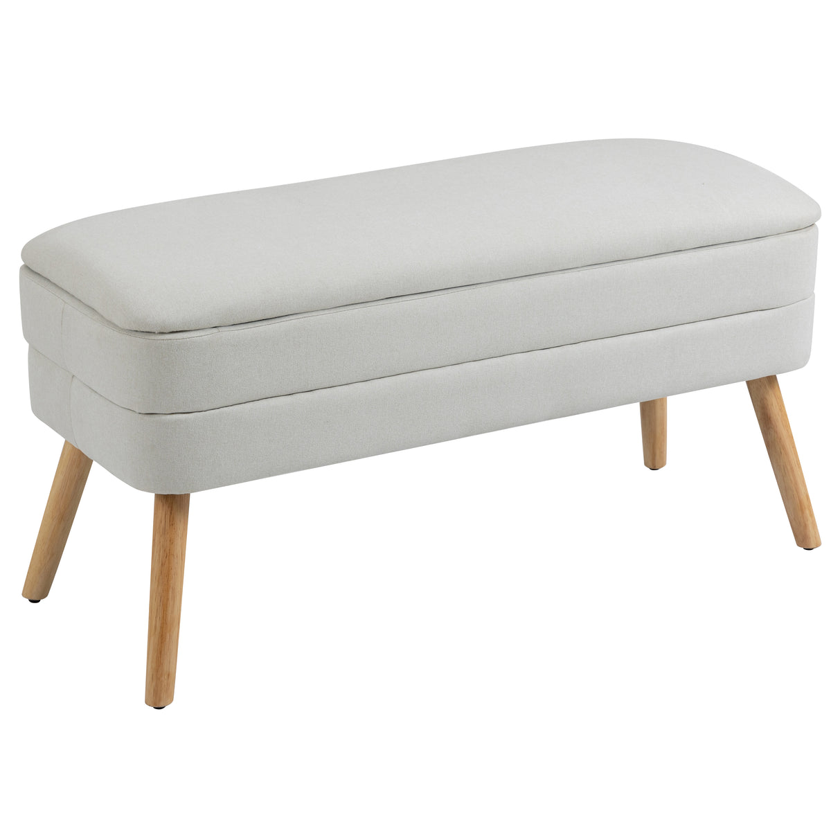 UIXE Modern Cotton/Linen Storage Ottoman Bench with Wood Legs – First ...
